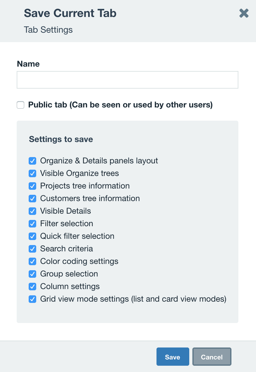 Tabs | Axosoft Documentation
