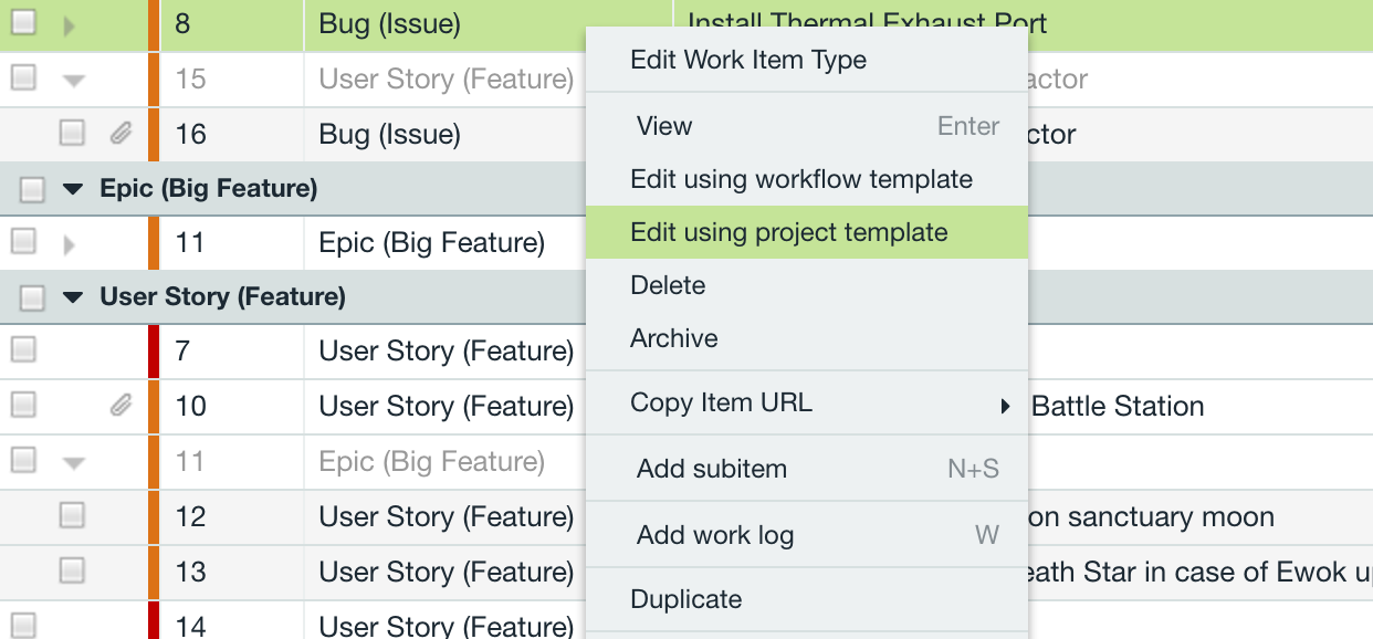 Editing Items | Axosoft Documentation