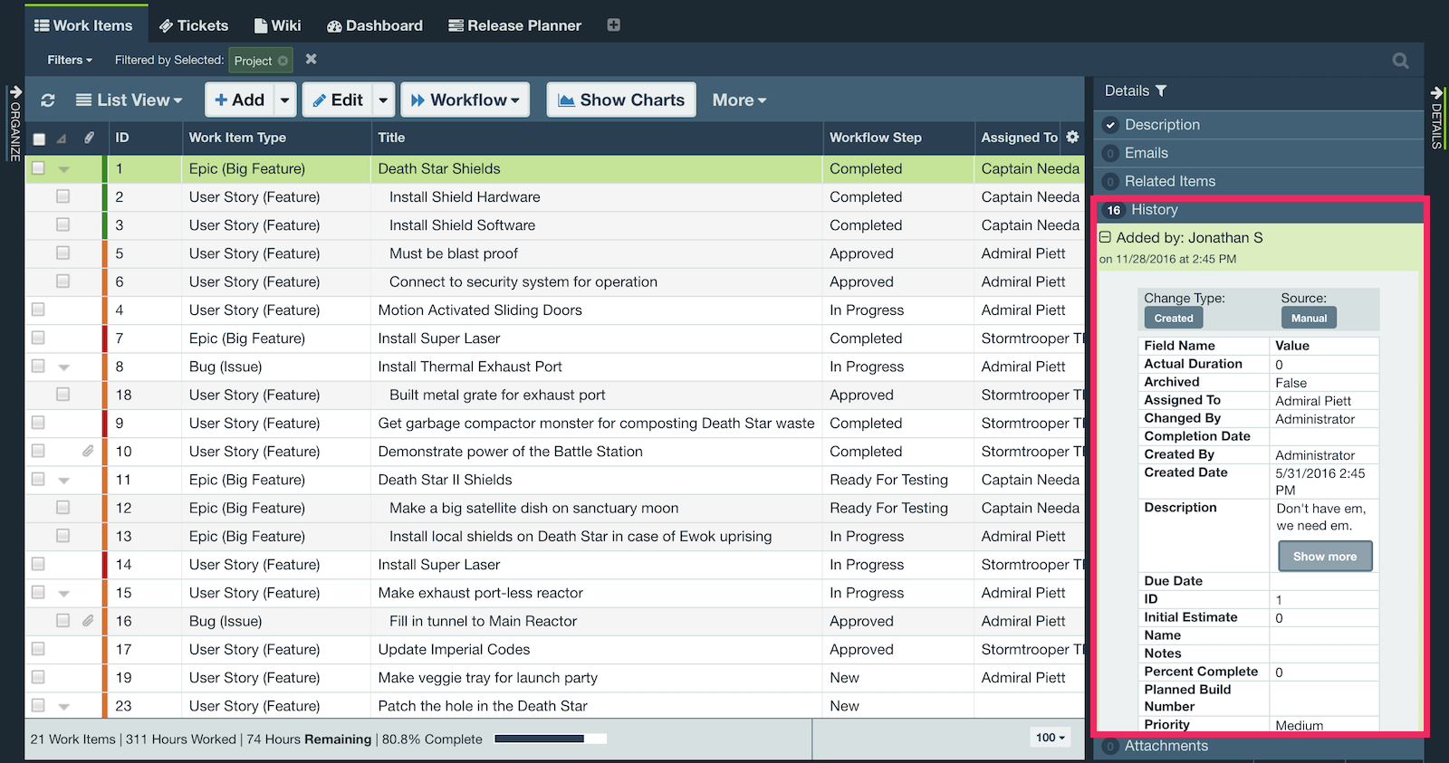History | Axosoft Documentation