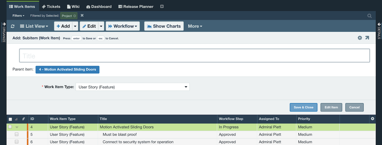 Subitems | Axosoft Documentation
