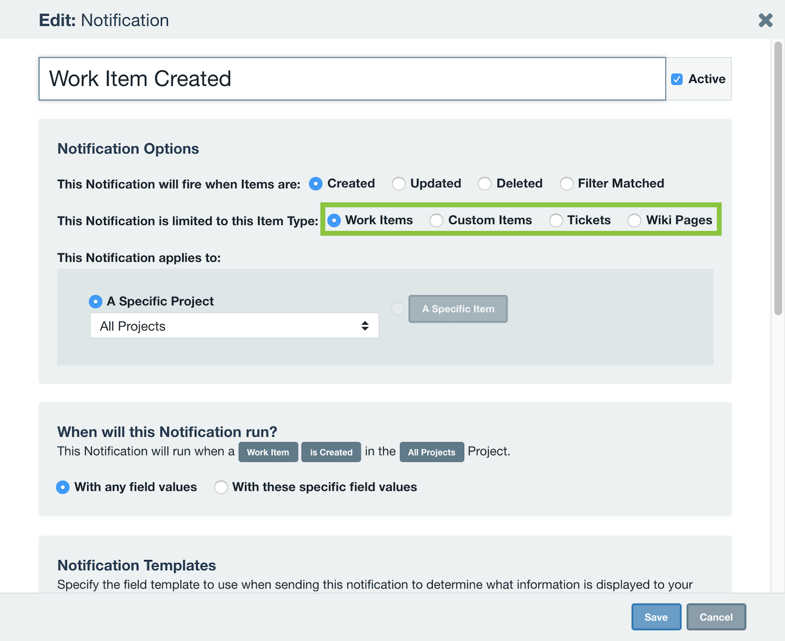 Managing Notifications | Axosoft Documentation