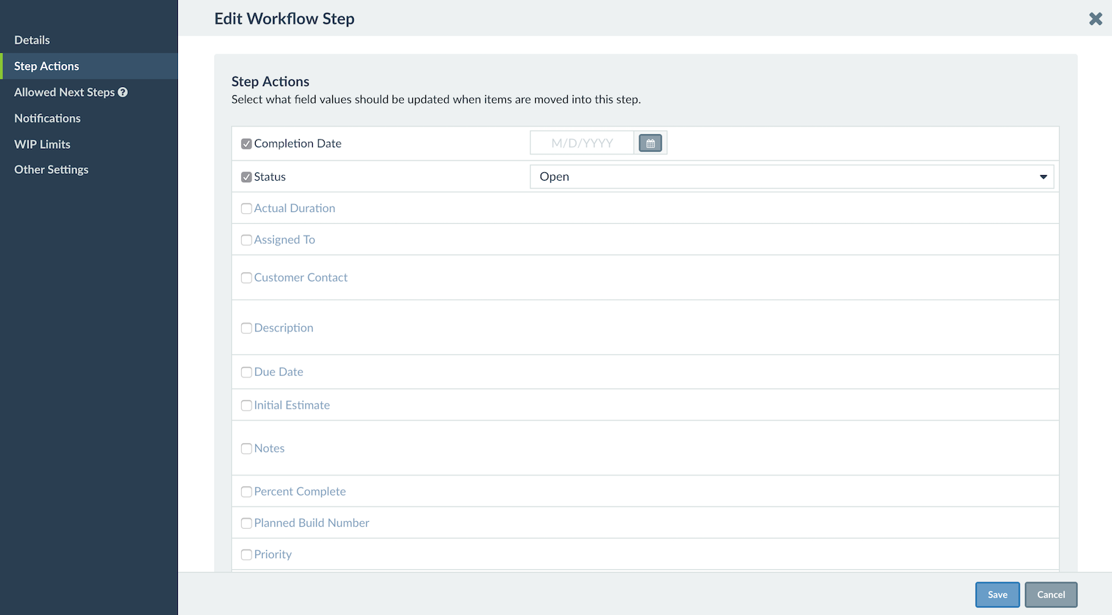 Step Actions | Axosoft Documentation