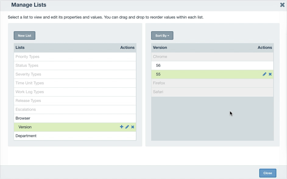 Lists | Axosoft Documentation