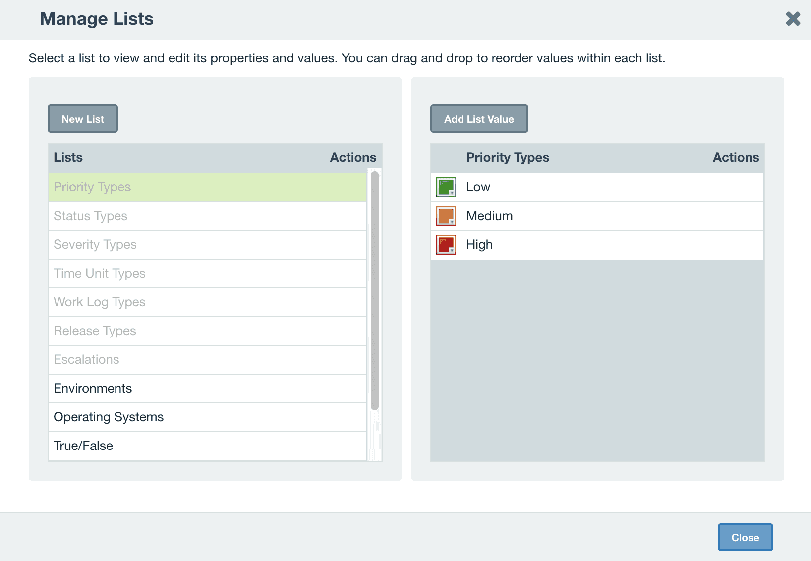 Lists | Axosoft Documentation