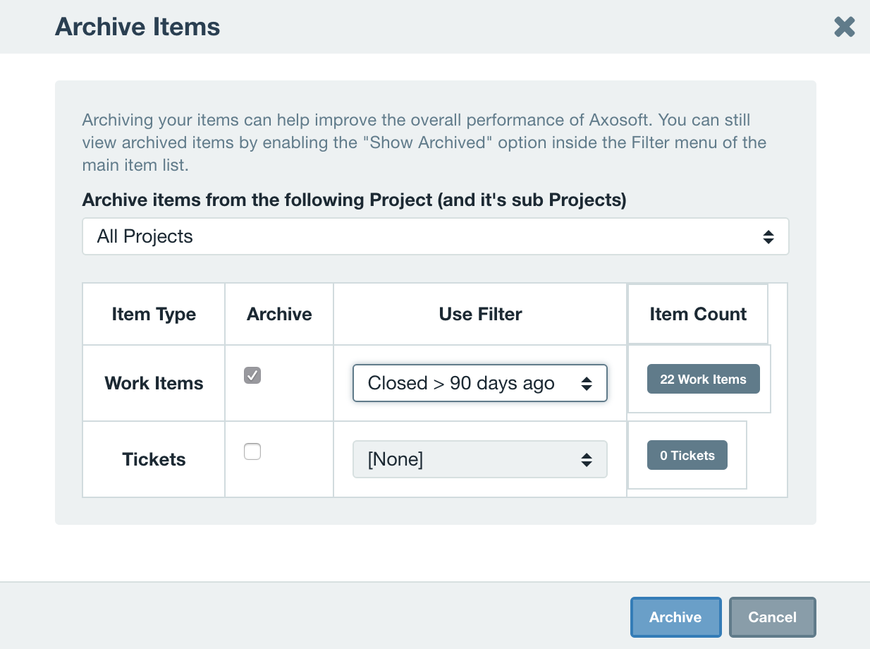 Archiving Data Axosoft Documentation