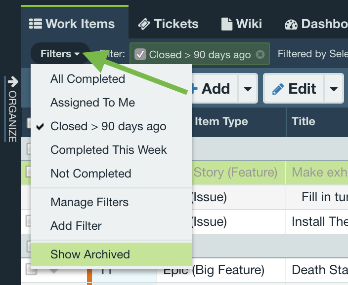 Archiving Data | Axosoft Documentation