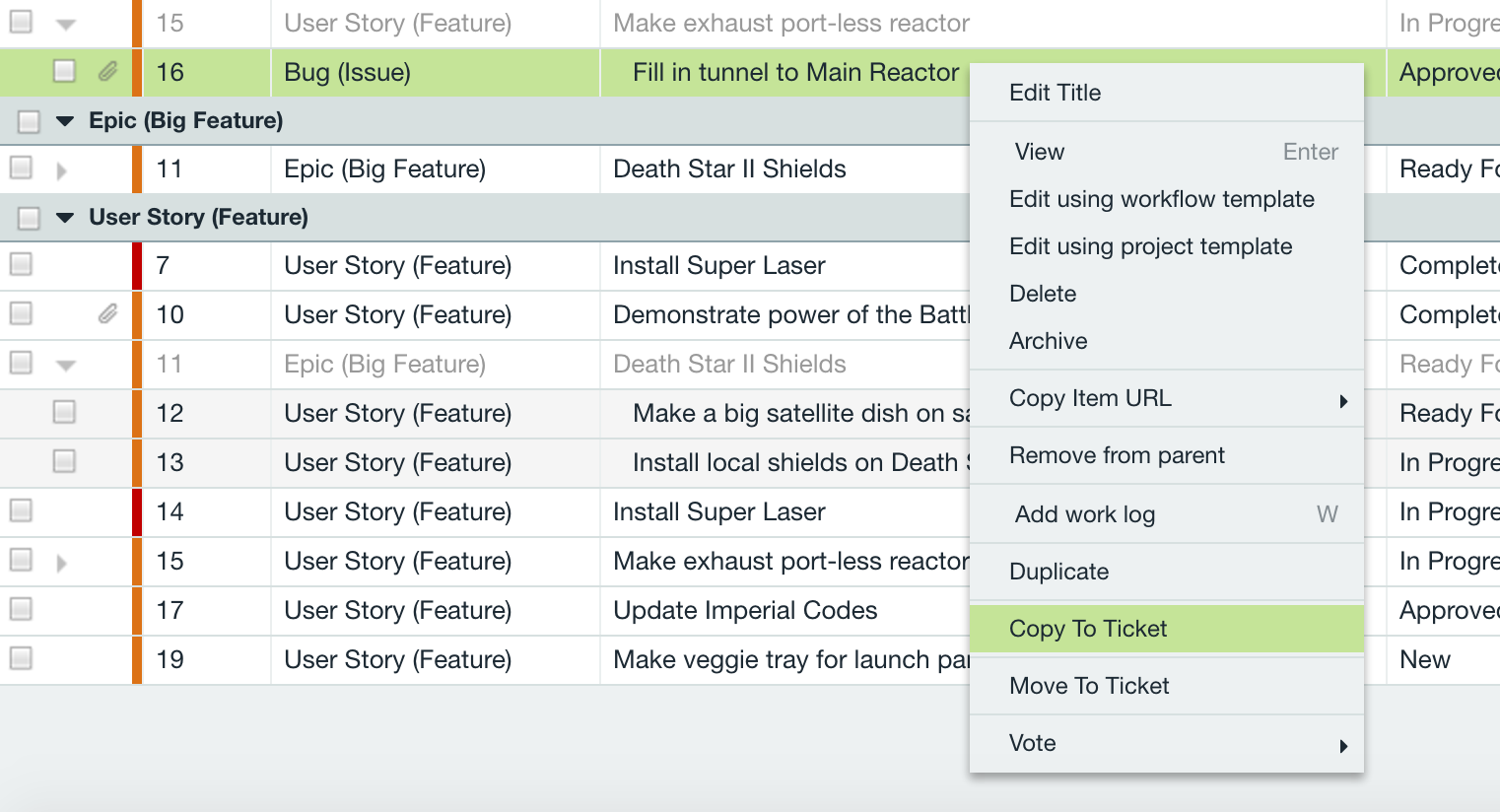 Copying Items | Axosoft Documentation