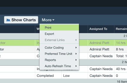 Printing | Axosoft Documentation
