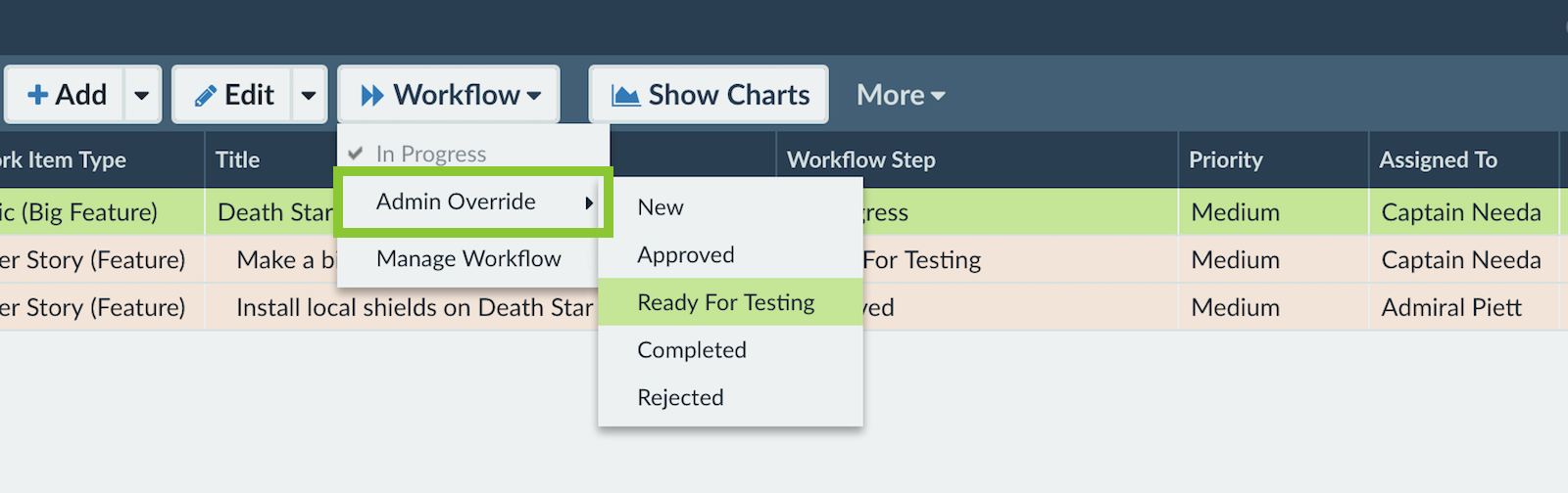 Allowed Next Steps | Axosoft Documentation