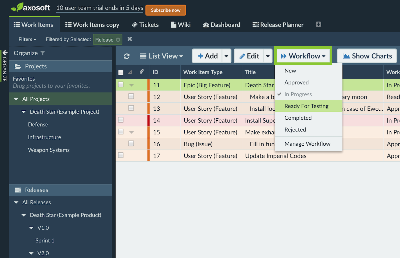Updating Workflow | Axosoft Documentation